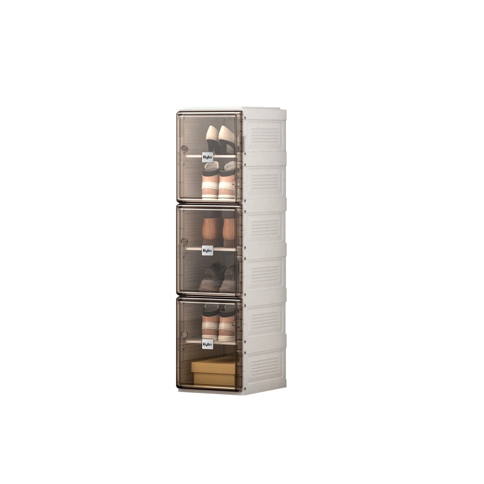 Kylin Cubes Storage Folding Shoe Box With 1 Column, 6 Grids, 3 Brown D ...